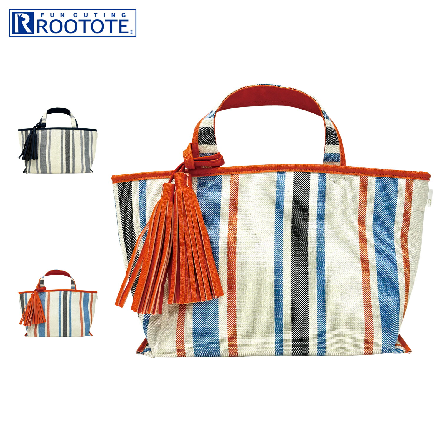 【楽天市場】【最大1000円OFFクーポン発行中】 ROOTOTE ルートート バッグ トートバッグ LT.デリ-ワイド-ストライプ-A レディース 軽量 ブルー オレンジ 1070 ...