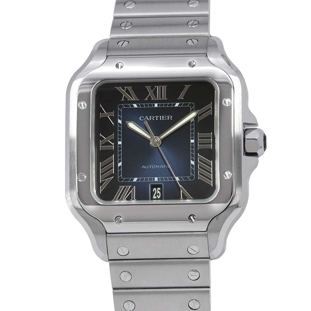 【楽天市場】カルティエ サントス ドゥ カルティエ LM WSSA0071 Cartier 腕時計 ブルー文字盤 【中古】 カルティエ ...