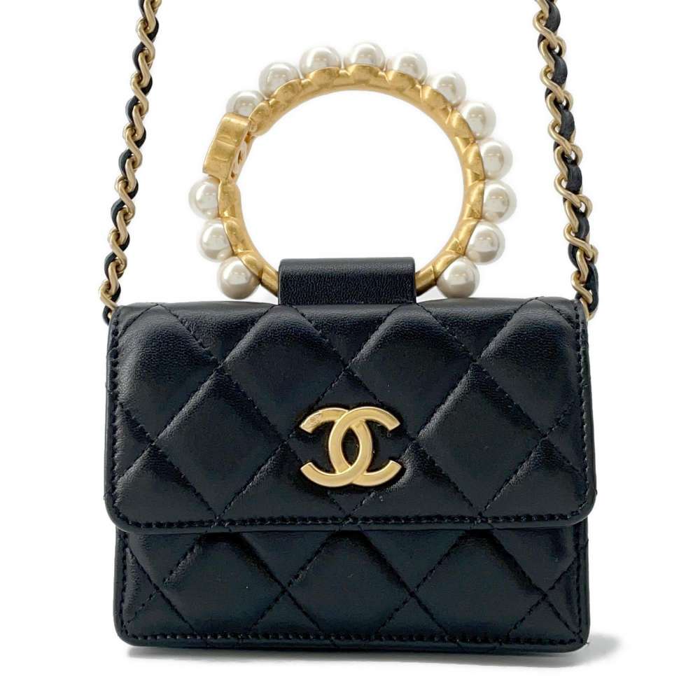 【楽天市場】シャネル チェーンショルダーバッグ マトラッセ ココマーク フェイクパール ラムスキン AP2274 2wayハンドバッグ 黒 ...