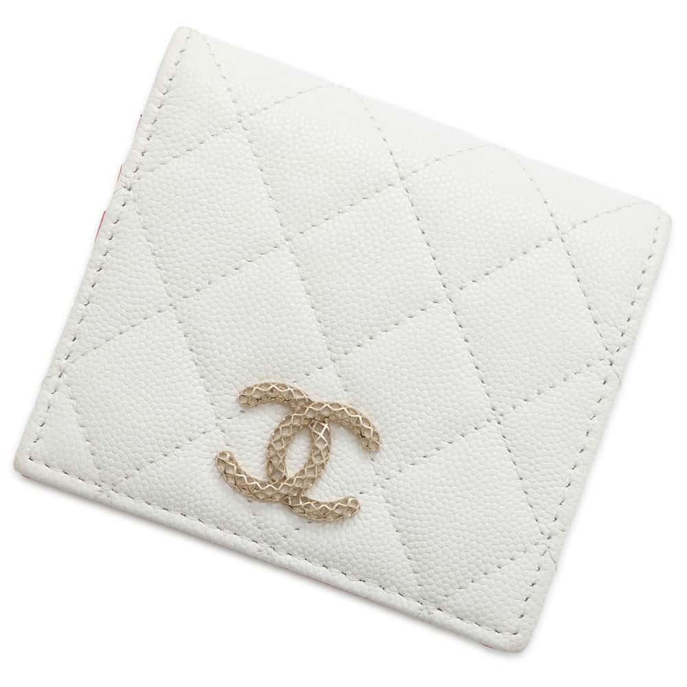 【楽天市場】シャネル 二つ折り財布 マトラッセ ココマーク キャビアスキン AP3185 CHANEL 財布 白 【安心保証】 【中古 ...