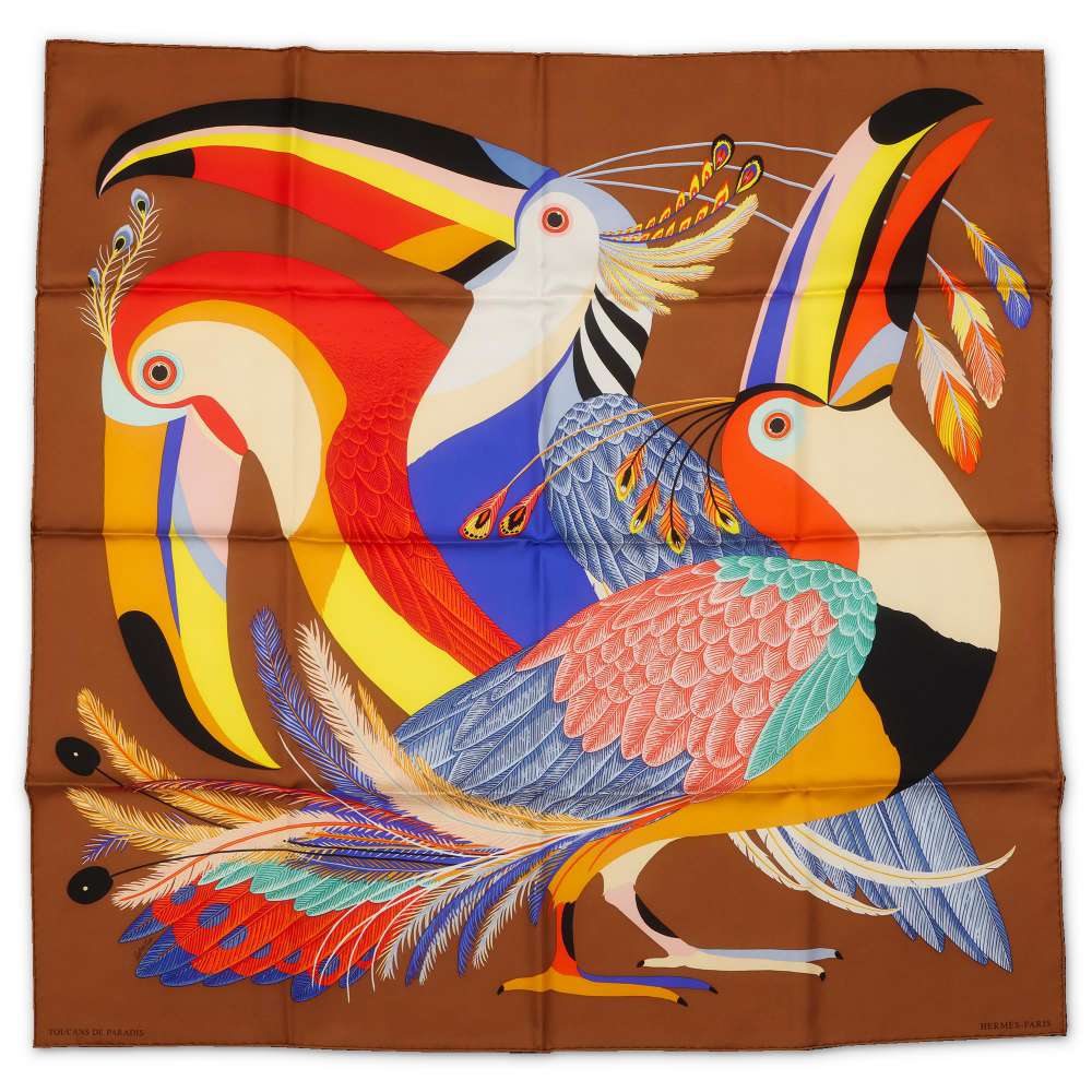 【楽天市場】エルメス スカーフ カレ90 楽園のオオハシ Toucans de Paradis HERMES シルクツイル 2020年秋冬 【中古】 エルメス スカーフ HERMES ...