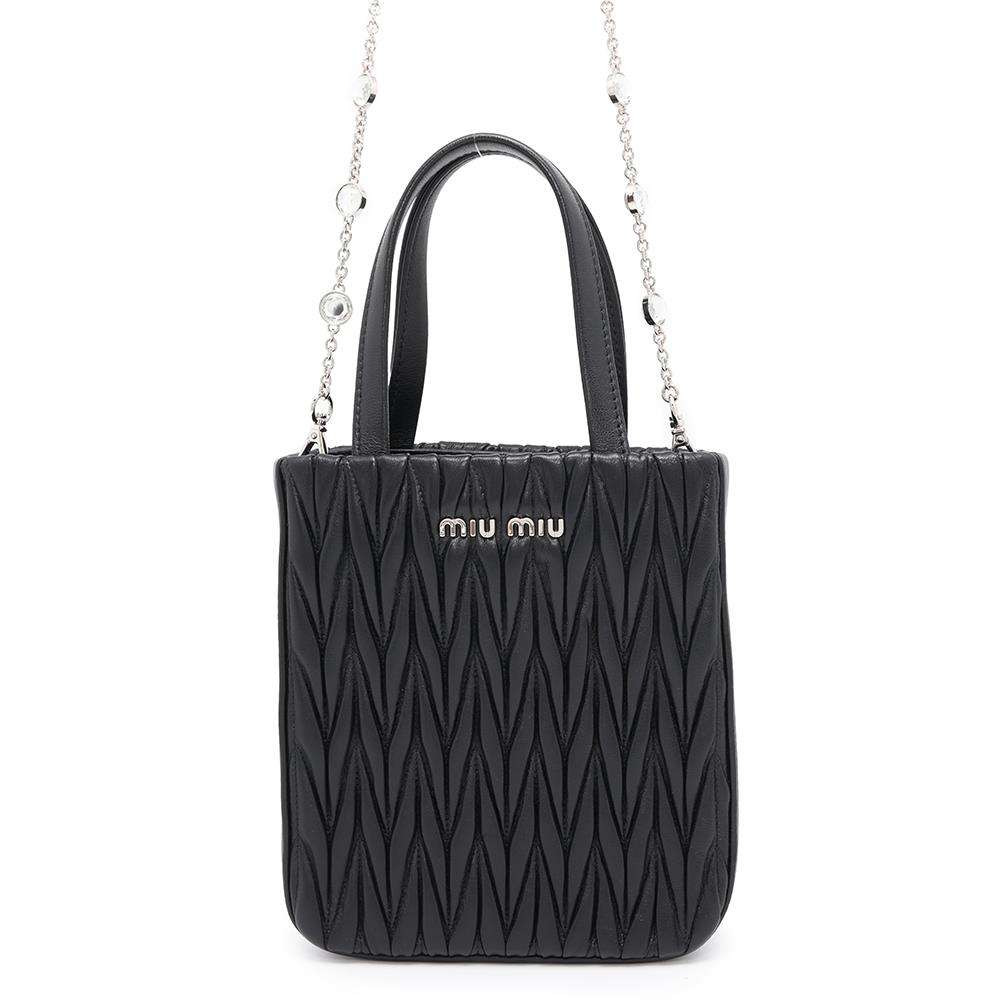 【楽天市場】ミュウミュウ ハンドバッグ マテラッセ レザー 5BA220 Miu Miu 2wayチェーンショルダーバッグ 黒 【安心保証】 【中古】 ミュウミュウ バッグ ミュウミュウ ...