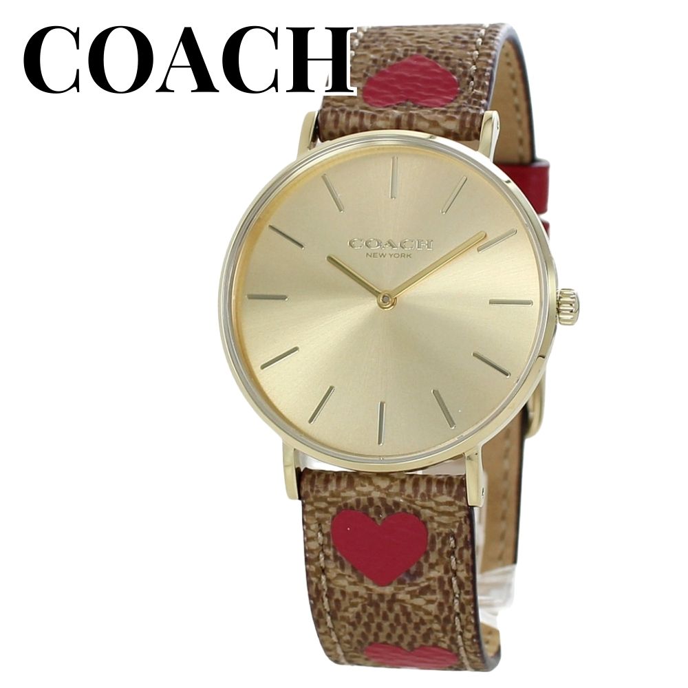 【楽天市場】コーチ 腕時計 レディース かわいい ペリー ハート シンプル ブラウン レザー ベルト 女性 誕生日 退職祝い 結婚記念日 ...