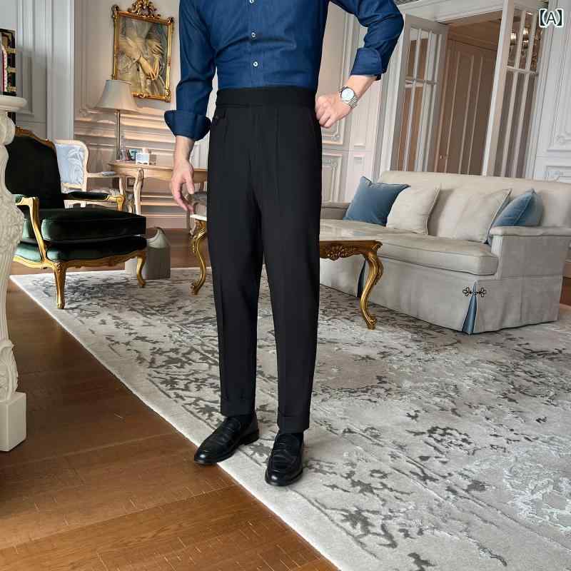 【楽天市場】スラックス メンズ ビジネス 春 カジュアル ハイウエスト クラシック パンツ 英国風 ストレート スリム 普段使い 柔らかい ...
