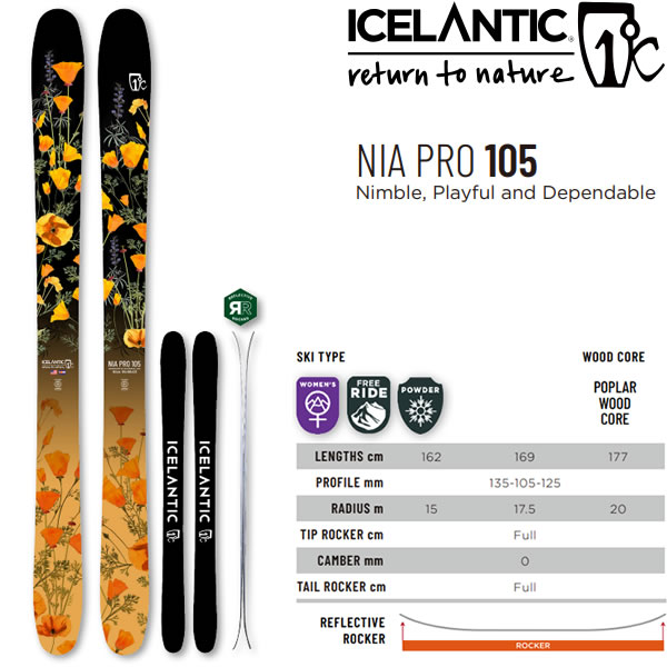【楽天市場】ICELANTIC アイスランティック スキー 2024 NIA PRO 105 スキー板 単品 （板のみ）23-24 ニアプロ ...