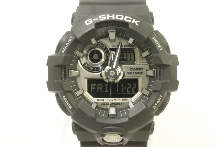 【楽天市場】【中古】 CASIO メンズ腕時計 -- G-SHOCK CASIO -- 黒 ブラック 銀 シルバー ロゴ GA-710 ...