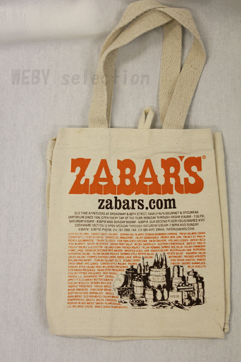 【楽天市場】【ZABAR'S】Zabar's Canvas Imprinted Tote Bag small（ゼイバーズ ZABAR'S ...