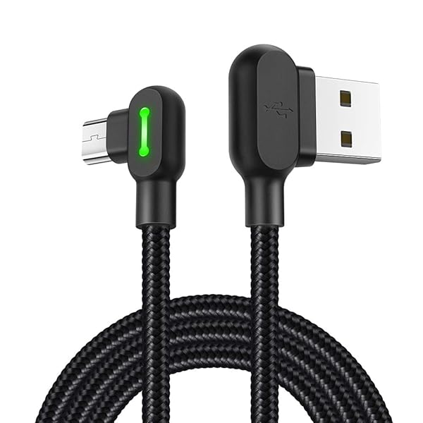 【楽天市場】L字型 Micro-USB to USB - A 2.0 1.8mケーブル 両面挿せ 90度曲げ LEDライト付き 3A急速充電 ...