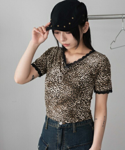 【楽天市場】25夏新作 レオパードレースちびT レディース Tシャツ トップス カットソー 半袖 ショート丈 ちびTシャツ レース レオパード Y2K 柄 夏 WEGO ウィゴー：WEGO 楽天市場店