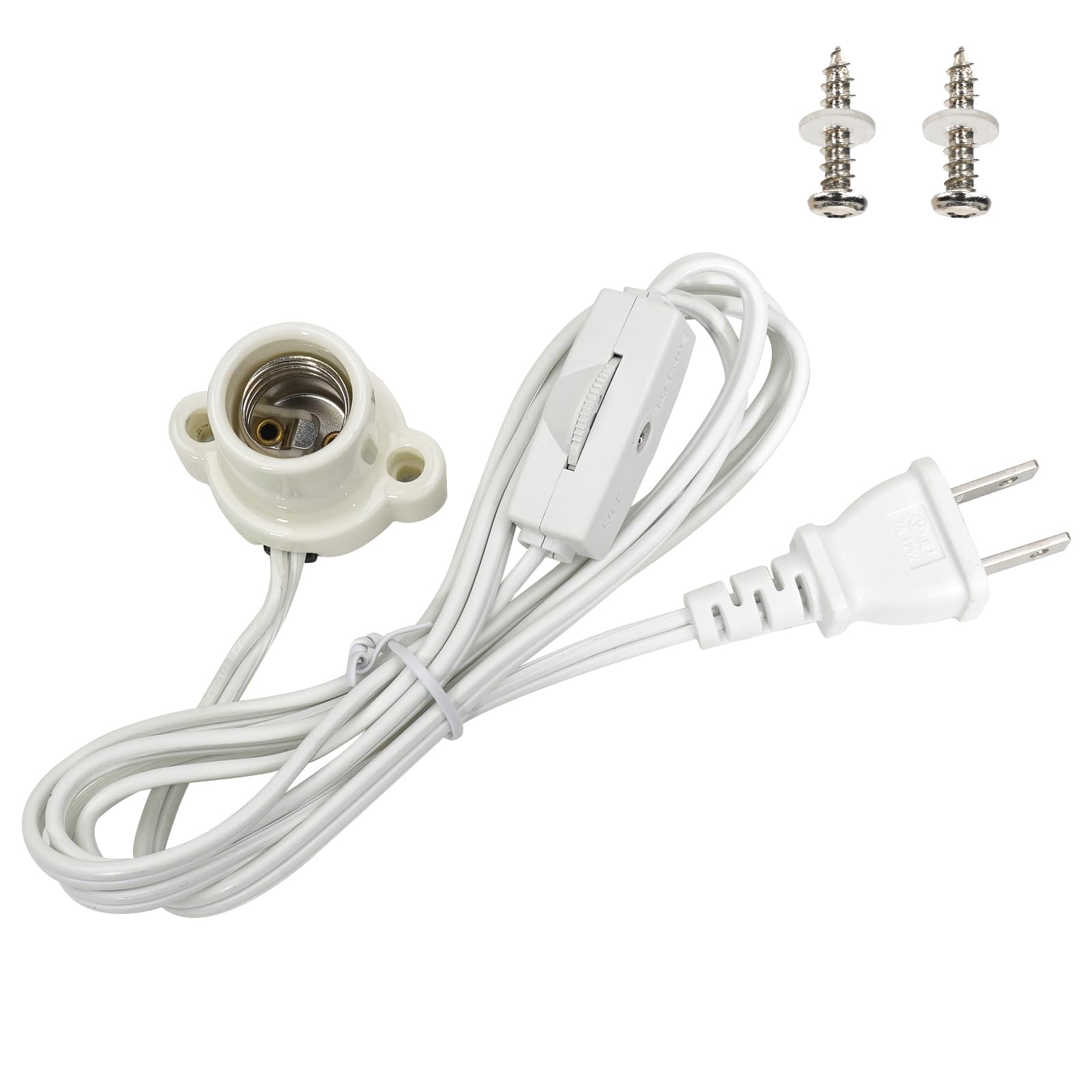 【楽天市場】Pispoer|電球ソケット|E17口金|コード付き ソケットコンセント |スイッチ付1.5M|E17用 ソケット付きコンセント|おしゃれ|簡単取付 工事不要|PSE認証|ホワイト ...