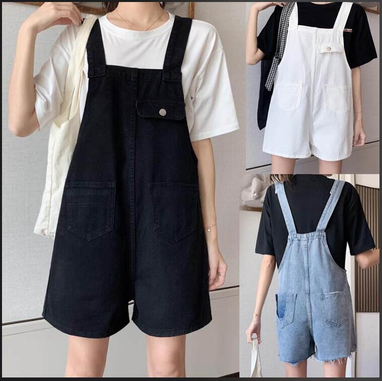 【楽天市場】3TYPE デニム レディース オーバーオール オールインワン サロペットパンツ ショートパンツ ゆったり 無地 半ズボン 短パン ...