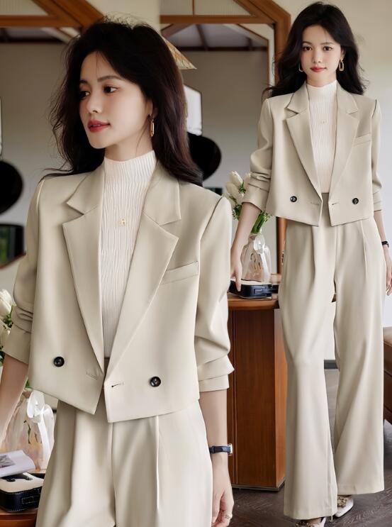 【楽天市場】送料無料【クロップド丈 ジャケット】【クロップド丈 ジャケット+ワイドパンツ】自宅で洗える カジュアル きれいめ オフィス フレア ...