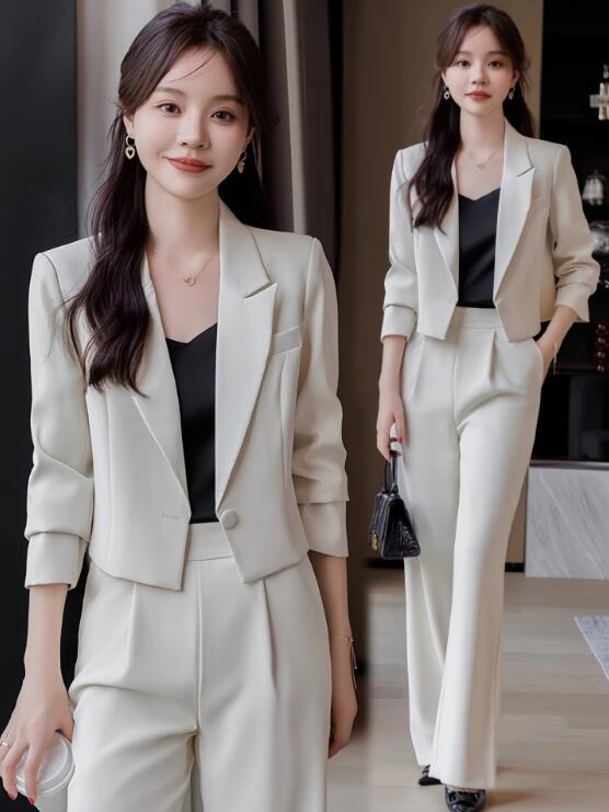 【楽天市場】送料無料 クロップド丈 【ジャケット】【ジャケット+ゆるパンツ】自宅で洗える シンプル カジュアルパンツスーツ 発表会 謝恩会 ...