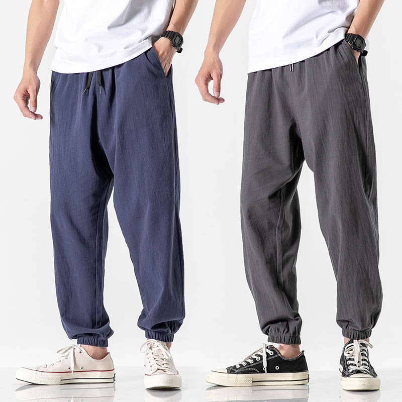 【楽天市場】M-5XL 4color メンズ 綿麻 パンツ テーパードパンツ 9分丈 夏 薄手 無地 ウエストゴム 紐付き ズボン カジュアルパンツ リネンパンツ 麻パンツ イージーパンツ ...