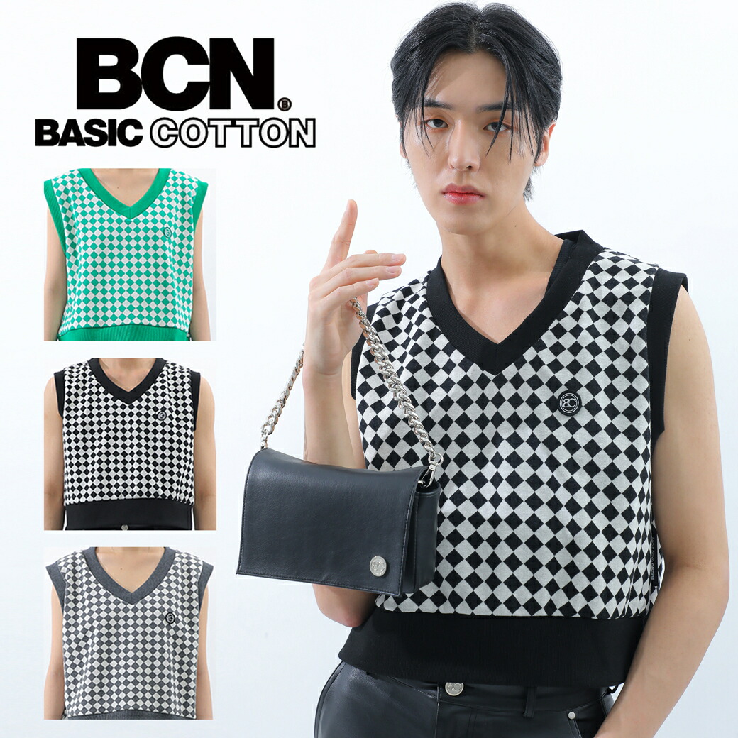 【楽天市場】BASIC COTTON（ベーシックコットン）22SS DIA VEST/ダイアベスト Vネックベスト チェックベスト/全3色 ...
