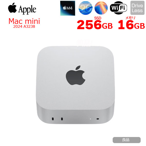 【楽天市場】【中古パソコン】Apple Mac mini MU9D3J/A A3238 M4 2024 手のひらサイズ小型デスク [Apple ...