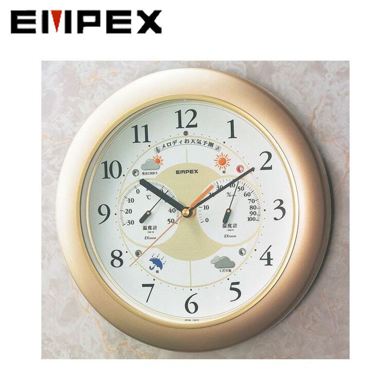 【楽天市場】エンペックス EMPEX 温度計 湿度計 気象計 温湿度計 EXBW-5208 メロディ気象台EX 時計 時間 壁掛け 掛け時計 掛時計 天気予報 天気予測 メロディ ...