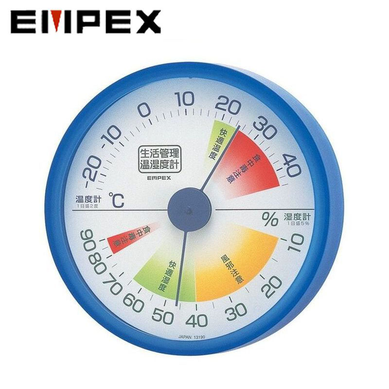 【楽天市場】エンペックス EMPEX 温度計 湿度計 気象計 温湿度計 TM-2416 生活管理温・湿度計 壁掛用 クリアブルー 壁掛け 保育園 幼稚園 介護施設 病院 学校 ...