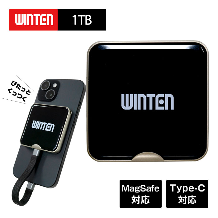 【楽天市場】【ポイント5倍】WINTEN 1TB マグネット式 外付け SSD ポータブルSSD【3年保証】Type-C USB3.2 3D ...
