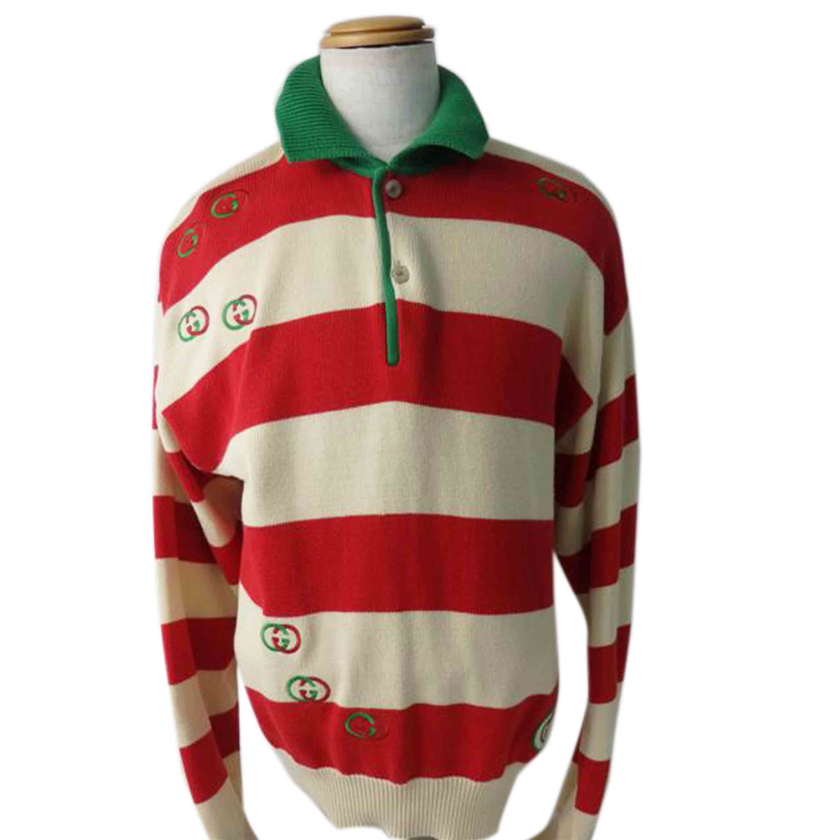 【楽天市場】GUCCI グッチ/インターロッキングG/長袖ニット/ストライプ/赤×緑/CA37394/CA14517/Aランク/84【中古 ...