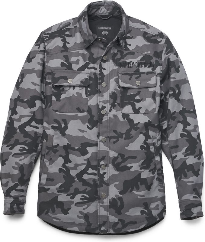 【楽天市場】Harley-Davidson Men'S Operative Riding Shirt Jacket- Camo/Grey ...