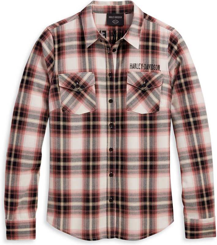 【楽天市場】Harley-Davidson Shirt-Woven- Yarn Dyed Plaid-Ash Rose | 96477 ...