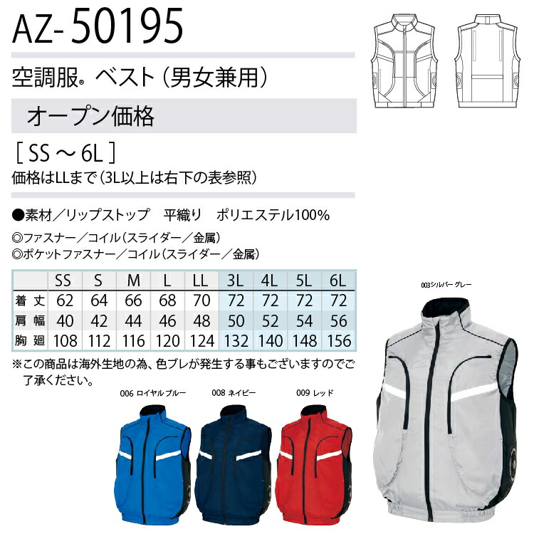 【楽天市場】AITOZ アイトス50195 空調服ベスト（男女兼用） 3L 秋冬アイテム涼しいワークウェア 作業着 作業服 セール中！！：ワークエス