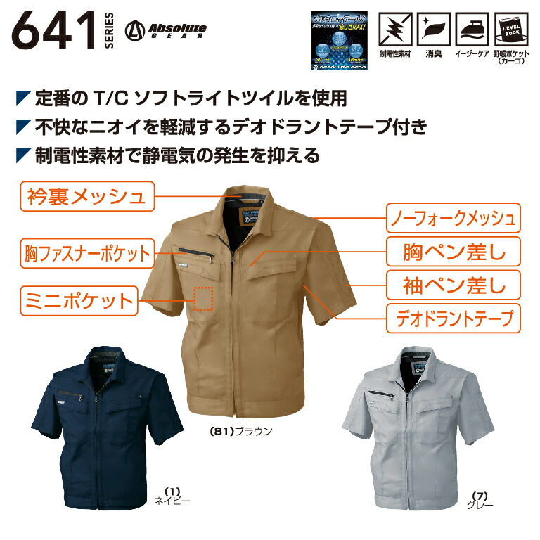 【楽天市場】SOWA ソーワ 桑和 641 641半袖ブルゾン 4L オールシーズン対応 上下ありワークウェア 作業着 作業服 セール中！！：ワークエス