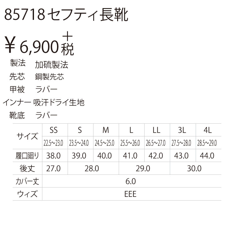 【楽天市場】XEBEC ジーベック85718 安全長靴 SS S M L LL 3L 4L 安全 作業 レインワークウェア 作業着 作業服 新規出店！セール中！！：ワークエス