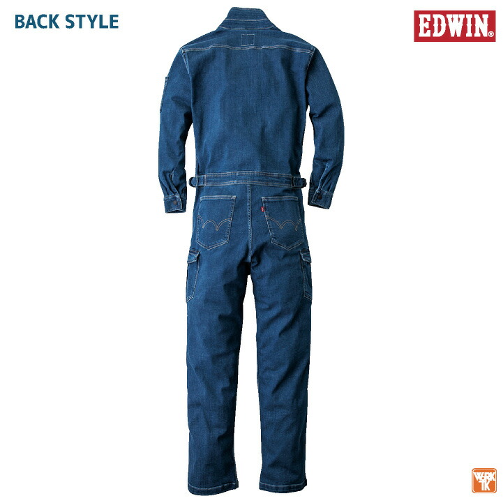 【楽天市場】年間物デニムつなぎ服 EDWIN ストレッチ素材 バイオウォッシュ加工 作業着 おしゃれ カジュアル つなぎ 年間 edwin-81008：空調服・つなぎ＆作業着のworkTK