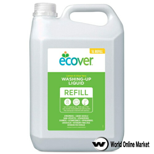 【楽天市場】送料無料 エコベール 食器用洗剤 詰め替え用 レモン＆アロエ 5000ml ecover 大容量：ワールド オンライン マーケット