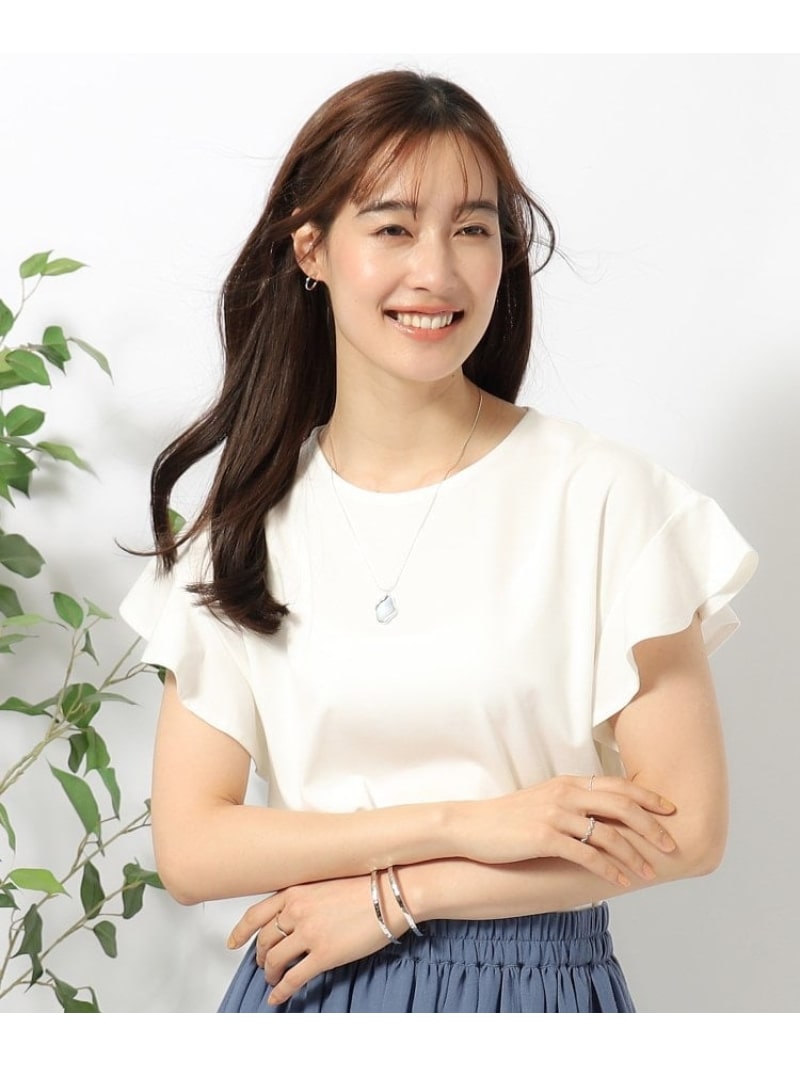 【楽天市場】【SALE／10%OFF】【UV】女性らしく好印象 フリル袖トップス SHOO・LA・RUE シューラルー トップス カットソー・Tシャツ グリーン ブラック ホワイト ベージュ ...