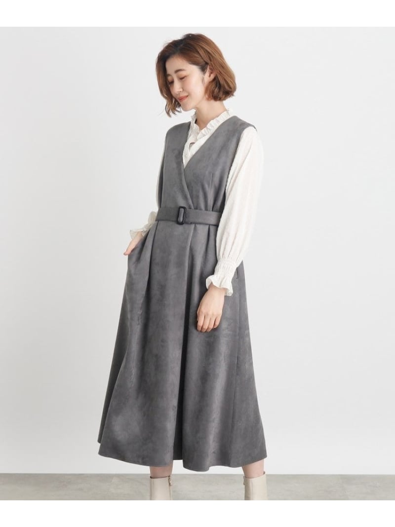 【楽天市場】スエードライクジレ2WAYワンピース grove グローブ ワンピース・ドレス その他のワンピース・ドレス グレー ブラック ...