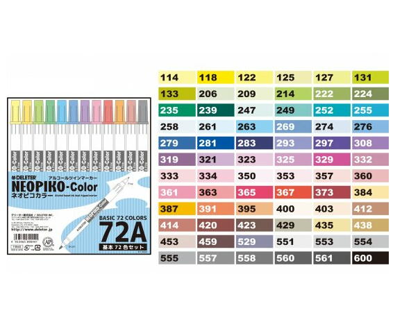 【楽天市場】デリーター アルコールマーカー ネオピコカラー NEOPIKO-Color 基本72Aセット 311-6050：Office ...