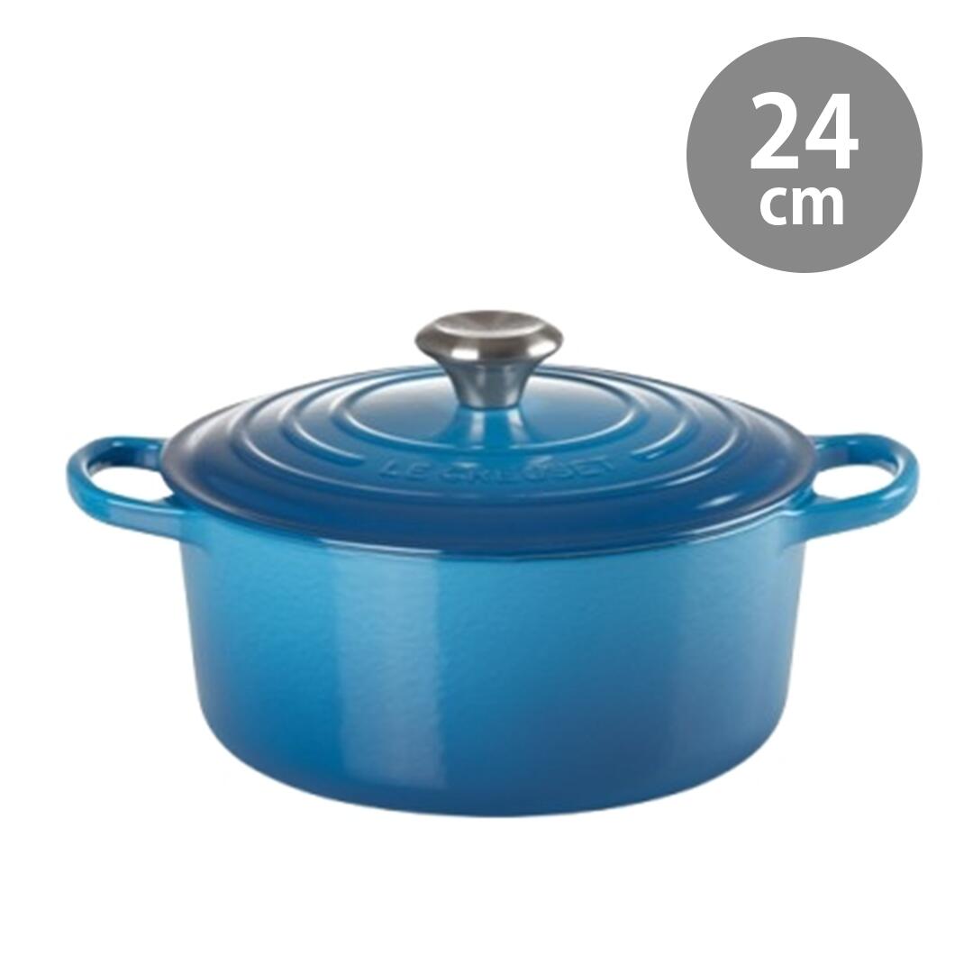 【楽天市場】ルクルーゼ ココットロンド 21177-24cm マルセイユブルー 20 ツマミシルバー LECRUSET：WW商店