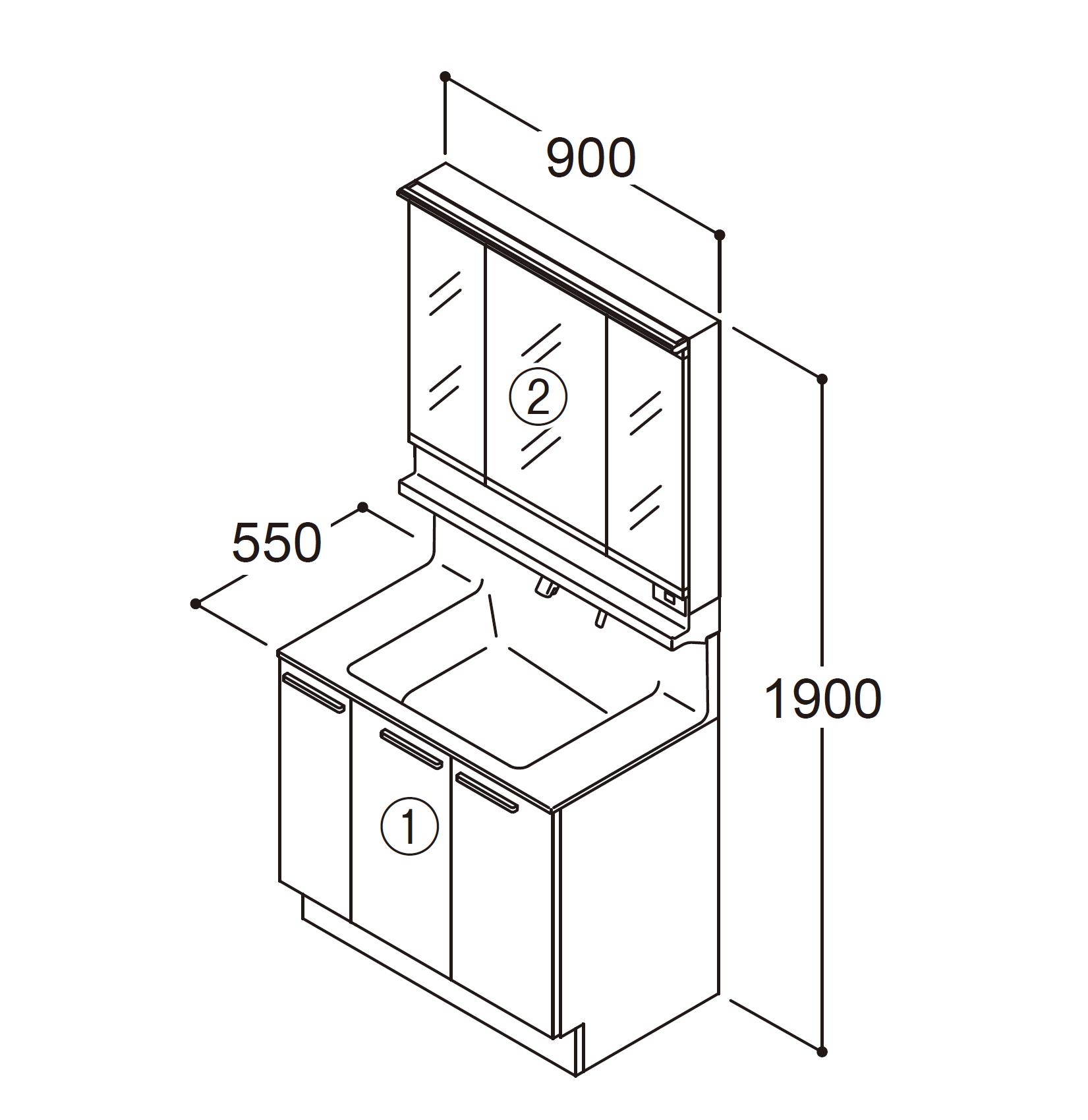 【楽天市場】TOTO 洗面化粧台2点セット オクターブ 間口900 化粧台本体900+三面鏡(タッチレスワイドLED/エコ無し)(LDSFB090BJGDN1)【送料無料】：エクセレント建材