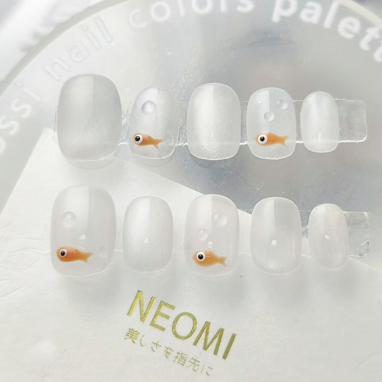 【楽天市場】ネイルチップ ショート クリア 金魚 キラキラ 薄い キャッツアイネイル 透明感 オフィスネイル 貼るだけ簡単 海の底 涼しげ 2025春夏 大人可愛い かわいい ハンドメイド ...