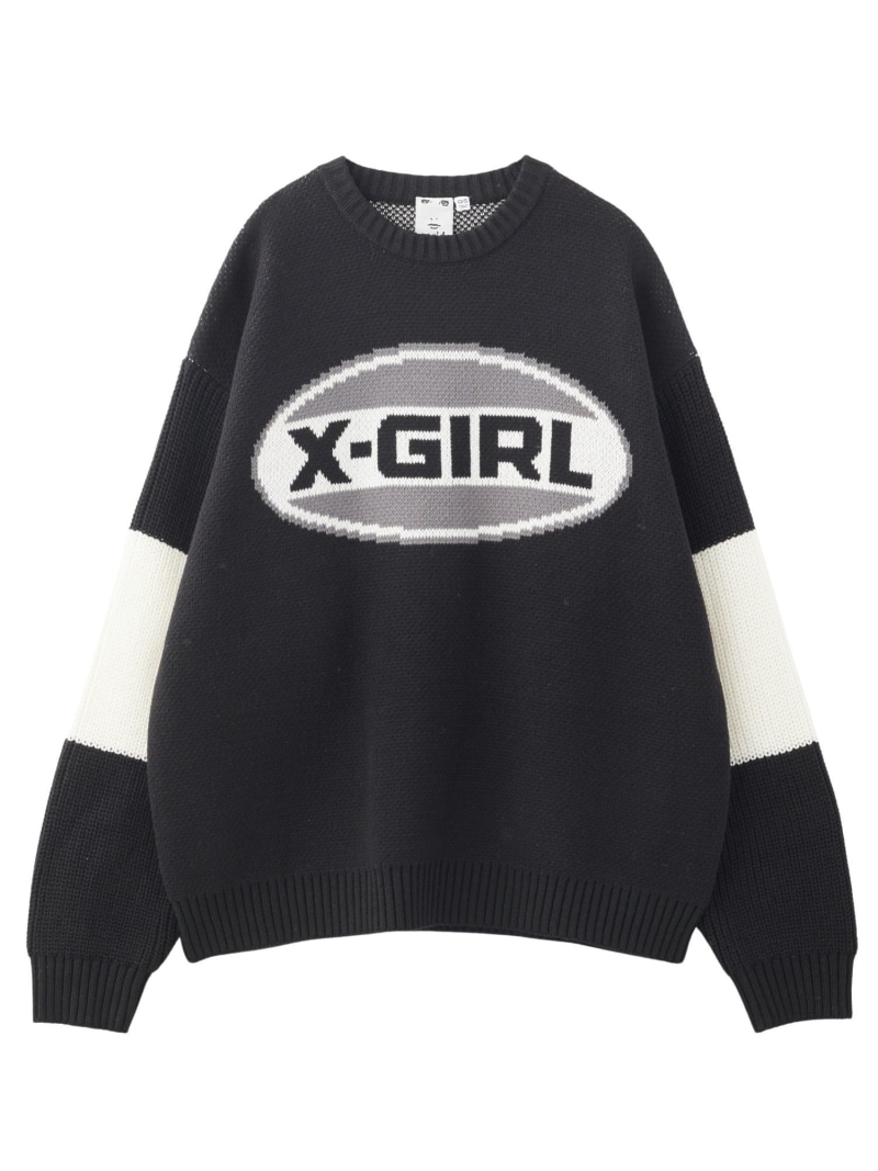 【楽天市場】【SALE／30%OFF】BICOLOR OVAL LOGO JACQUARD KNIT TOP X-girl エックスガール ...