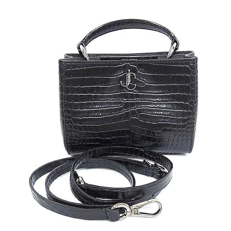 【楽天市場】ジミーチュウ JIMMY CHOO ミニハンドバッグ2way ショルダーバッグレザー クロコ型押し ブラックVARENNE ...