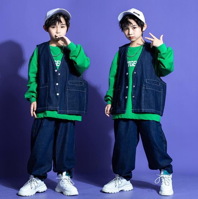 【楽天市場】子供ダンス衣装 ヒップホップジャズダンス服 デニムベスト ジーンズ パーカー 長袖シャツ 2点/3点セットアップ デニムパンツ 春秋冬 舞台演出団体服 jazz男女兼用社交ダンス ...