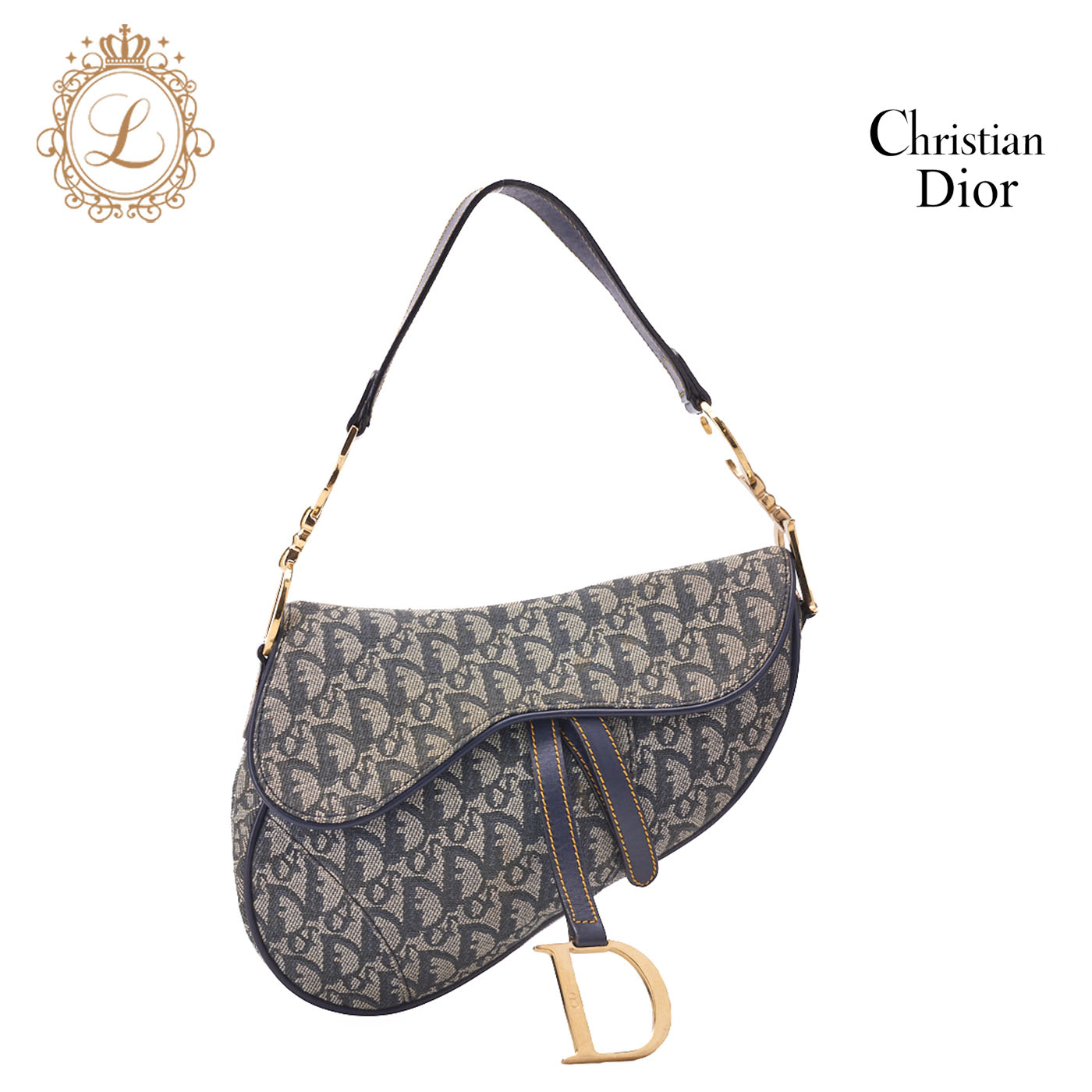 【楽天市場】Dior ディオール トロッター サドルバッグ キャンバス×レザー ネイビー（ゴールド金具） レディース バッグ ハンドバッグ ...