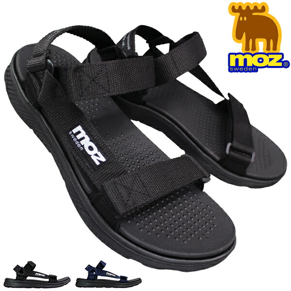 【楽天市場】モズ MOZ スポーツサンダル 3824 ブラック・ネイビー Mサイズ～LLLサイズ メンズ サンダル ストラップサンダル シューズ 靴 履きやすい靴 マジックテープ 面ファスナー ...