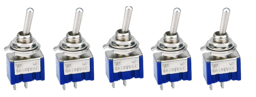 【楽天市場】【10個入】ミニトグルスイッチ 2ポジション2ピン オン/オフ / AC 125V 6A 取り付けナット ワッシャー付 MTS ...