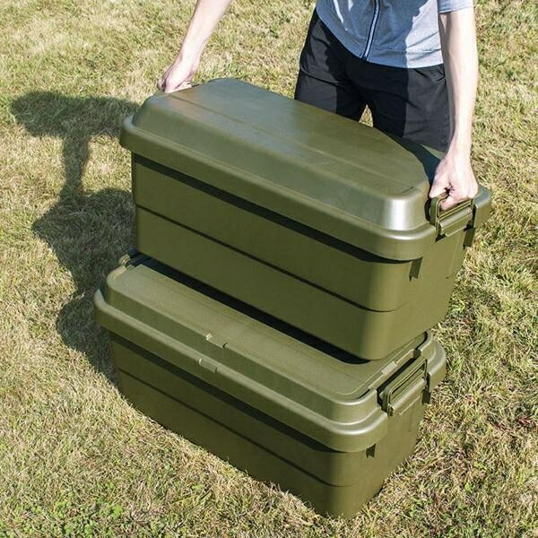 【楽天市場】トランクカーゴ 70L 座れる 収納ボックス フタ付き キャンプ アウトドア おしゃれ 収納ケース コンテナボックス 積み重ね プラスチック グレー ID012：山瀬インテリア