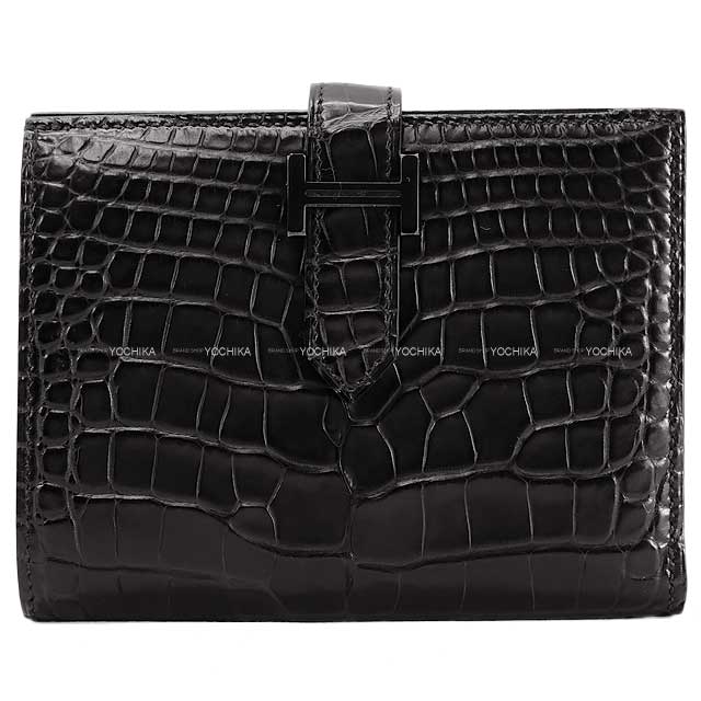 【楽天市場】HERMES エルメス ベアンコンパクト ソーブラック モノクローム 黒 (ブラック) クロコダイルアリゲーターマット ブラック ...