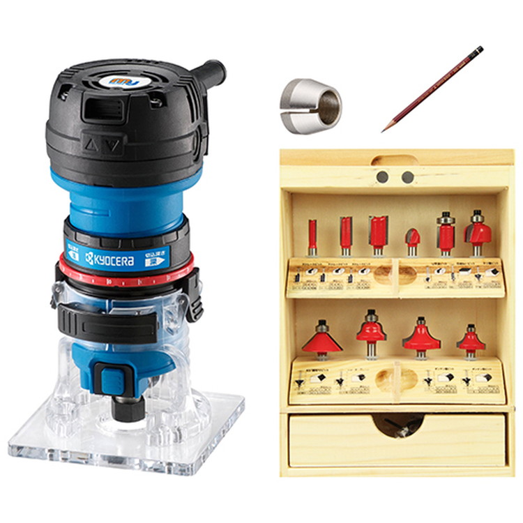 【楽天市場】京セラ(リョービ) トリマー ＋ コレットチャック1/4インチ ＋ ビット10本 ＋ ハイユニHB セット MTR-42 ERB6 ...