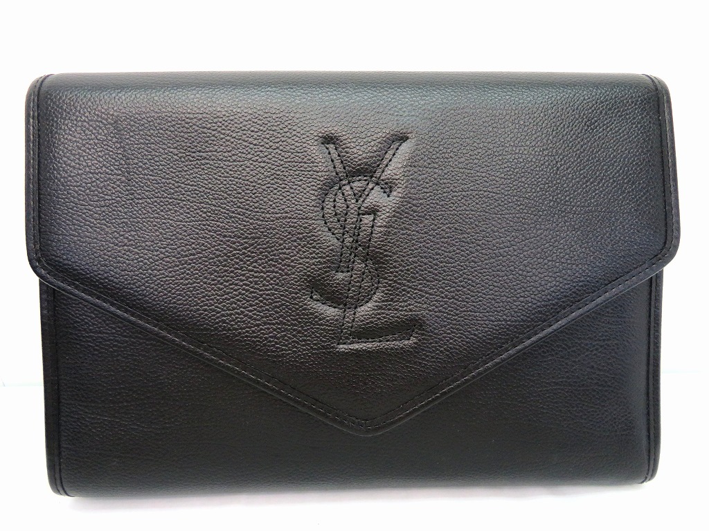 【楽天市場】s23g-311k【中古】YVES SAINT LAURENT イヴサンローラン クラッチバッグ レザー ブラック【9800円以上 ...