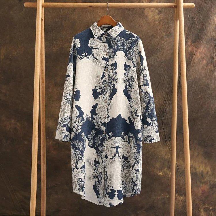 【楽天市場】ロングシャツ レディース ワンピース 花柄 前開き 長袖 きれいめ フェミニン きれいめ 体型カバー 秋冬：ヨジポケ