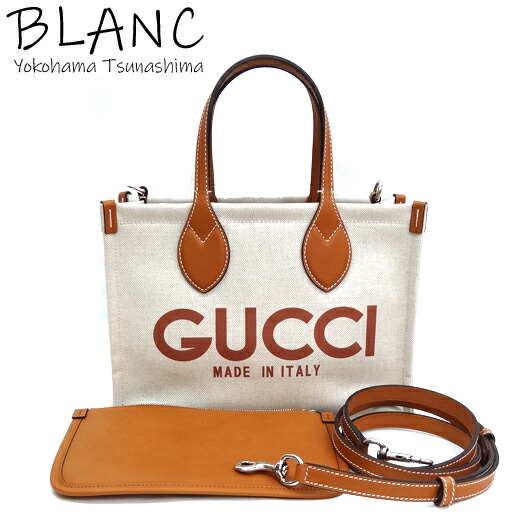 【楽天市場】グッチ GUCCIプリント スモール2wayトートバッグ レザー コットンリネンキャンバス ブラウン 772144 GUCCI ...