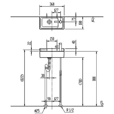 【楽天市場】【税込・送料無料】LIXIL トイレ用狭小手洗シリーズ L-A35HB 手洗いタイプ(角型)：総合問屋 萬屋